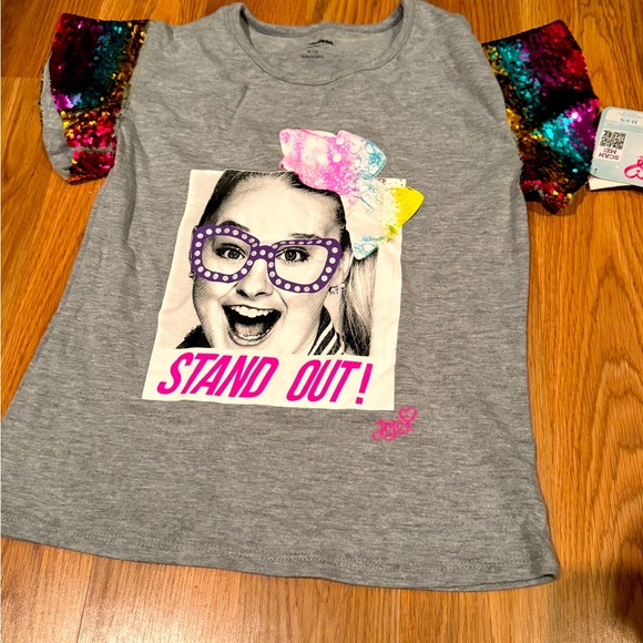 JoJo Siwa | Shirts & Tops | Jojo Siwa Girls Gray Tshirt With Sequins ...
